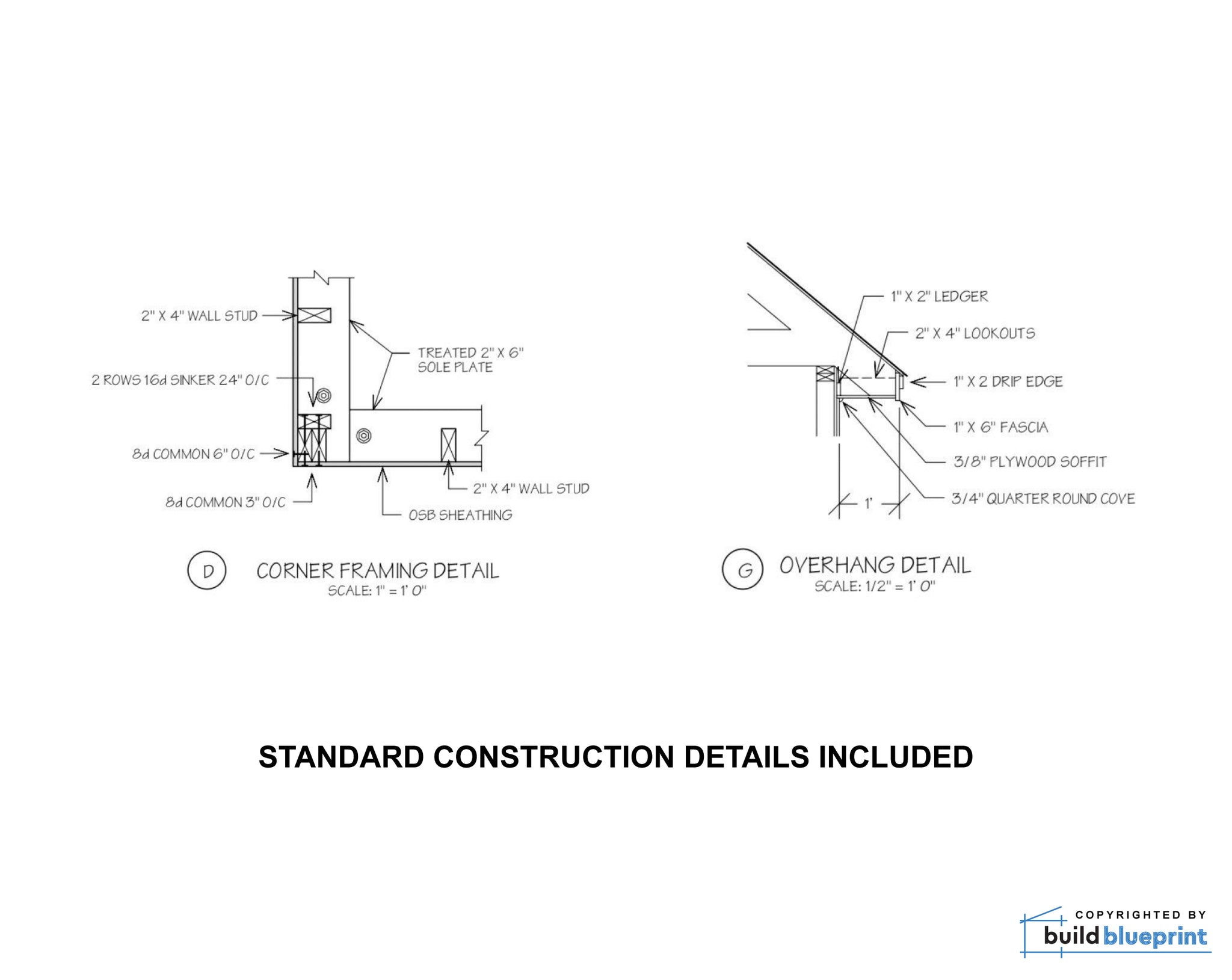 22'x24' Two Car ADU Garage Loft Architectural Plans – Build Blueprint
