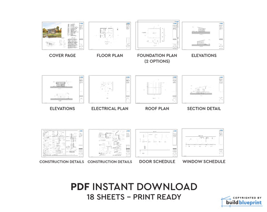 22' x 28' Lean Cottage Architectural Plans – Build Blueprint