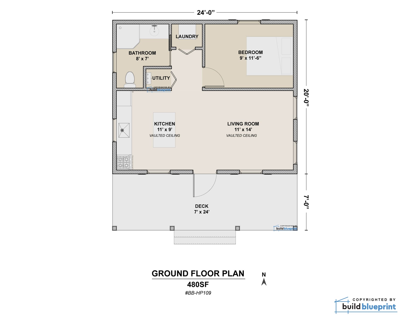 20' x 24' Budget Cabin Architectural Plans – Build Blueprint