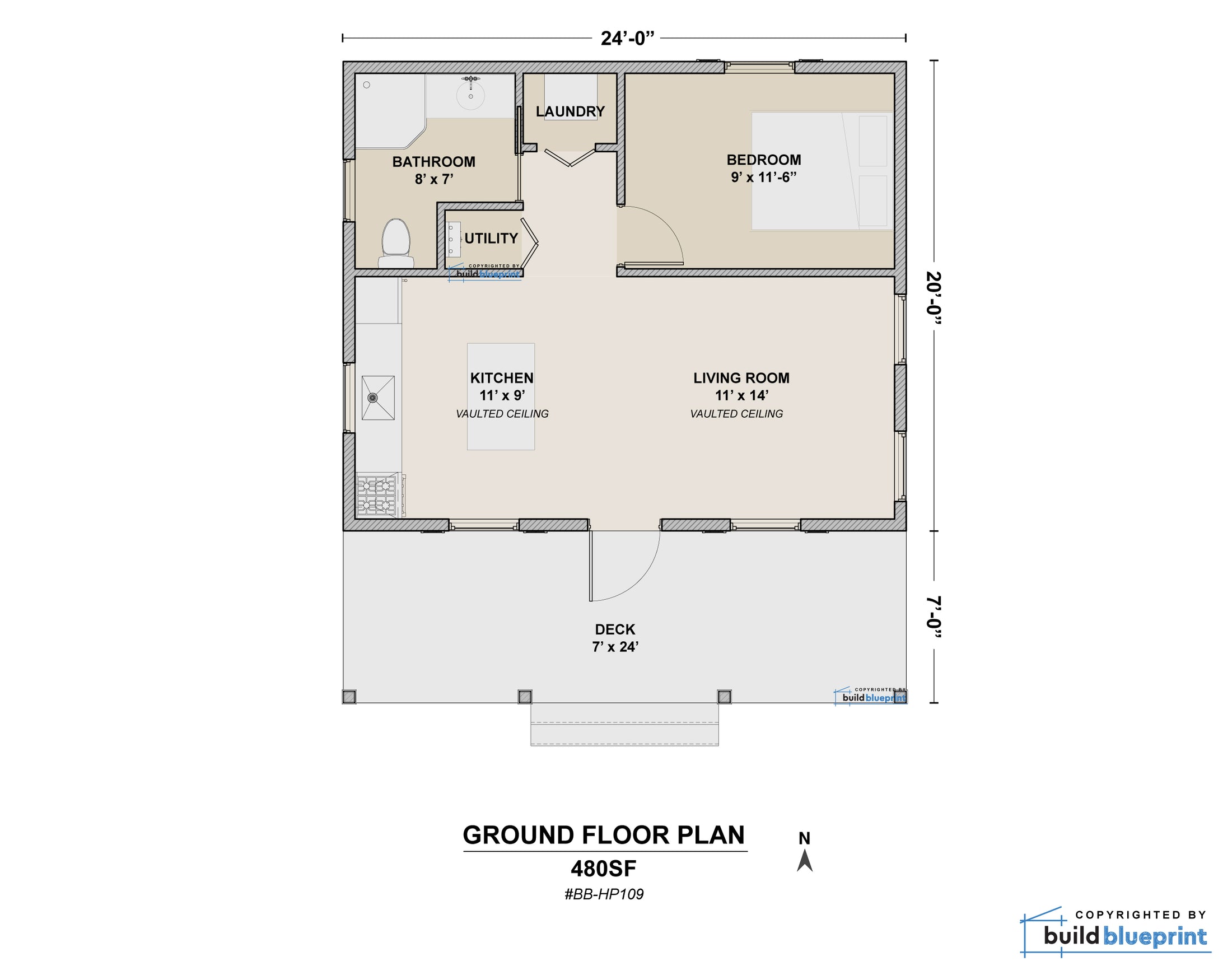 20' x 24' Budget Cabin Architectural Plans – Build Blueprint