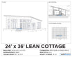 24' x 36' Lean Cottage Architectural Plans – Build Blueprint