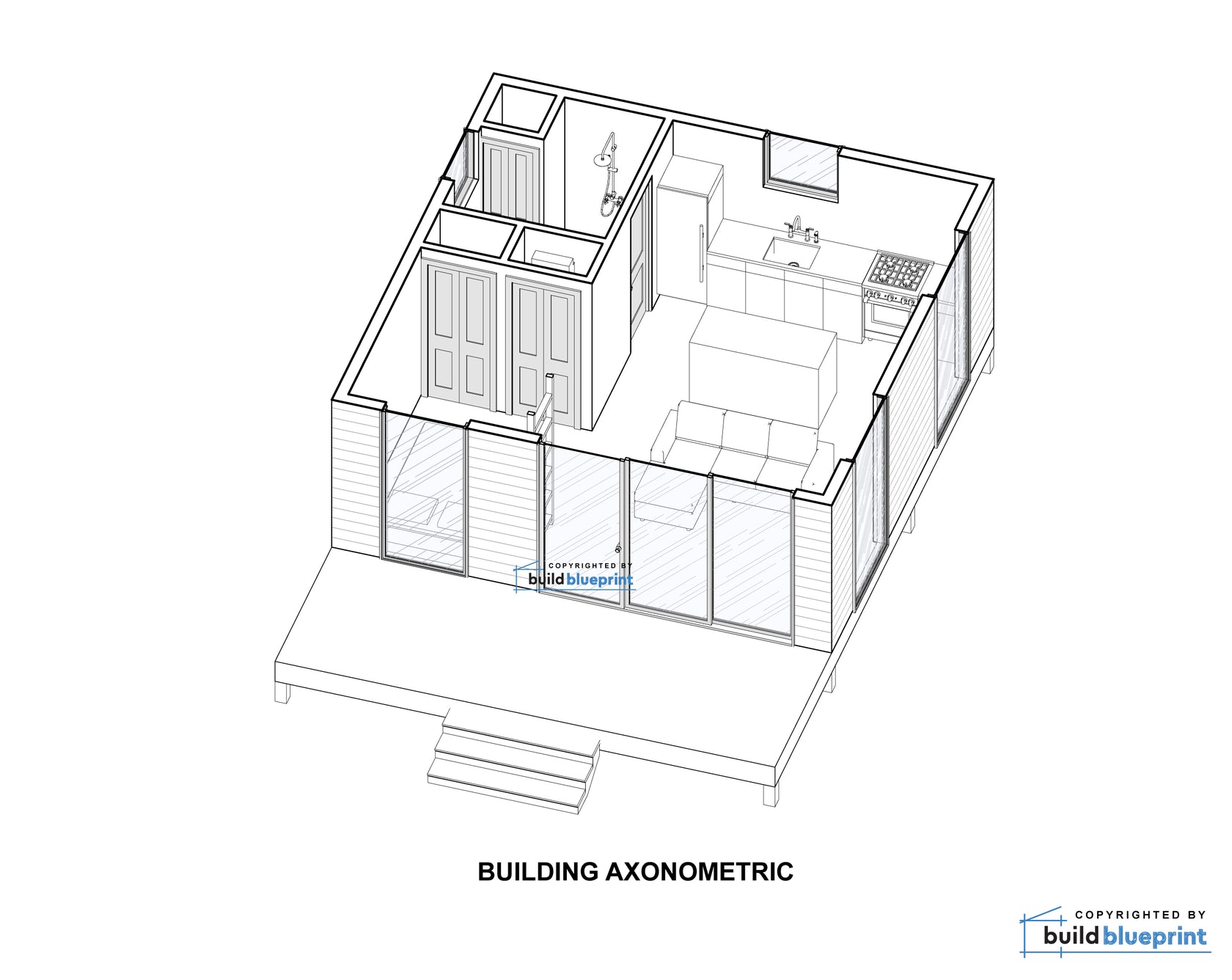 20' x 20' Lean Cottage Architectural Plans – Build Blueprint