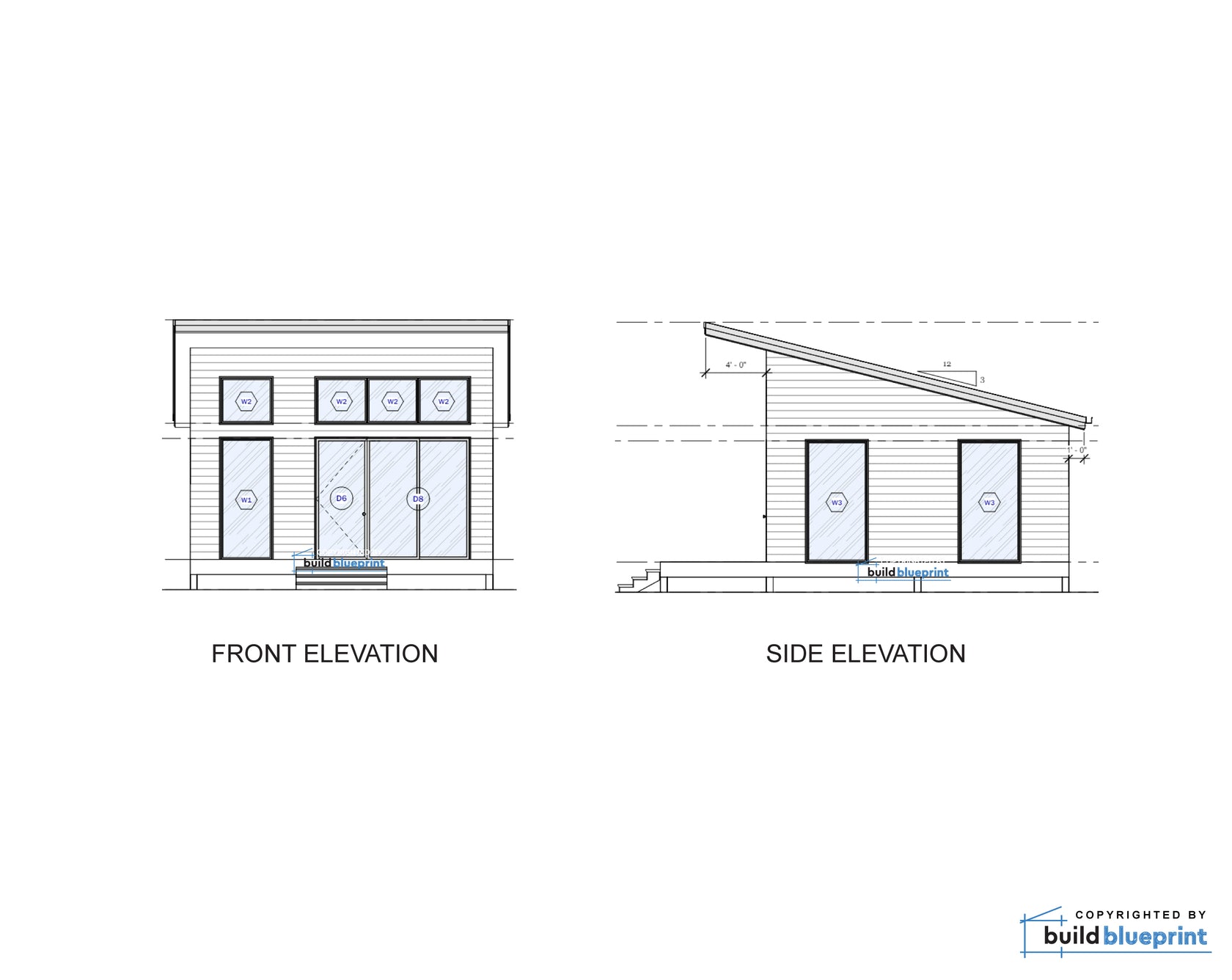 20' x 20' Lean Cottage Architectural Plans – Build Blueprint