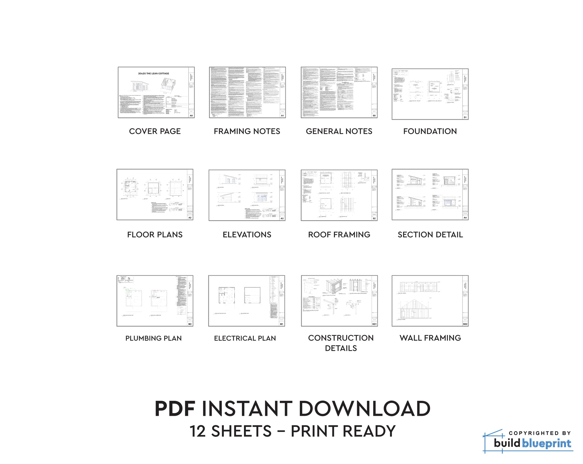 26' x 34' Willow Cabin Architectural Plans – Build Blueprint