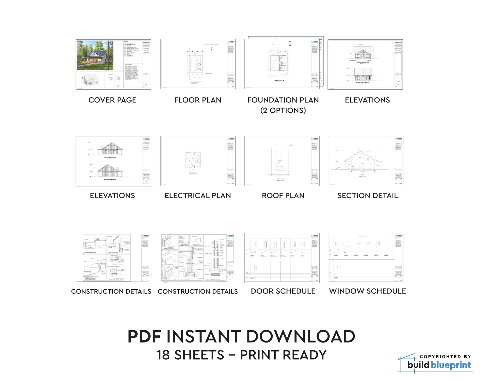 30' x 30' American Cottage Architectural Plans – Build Blueprint